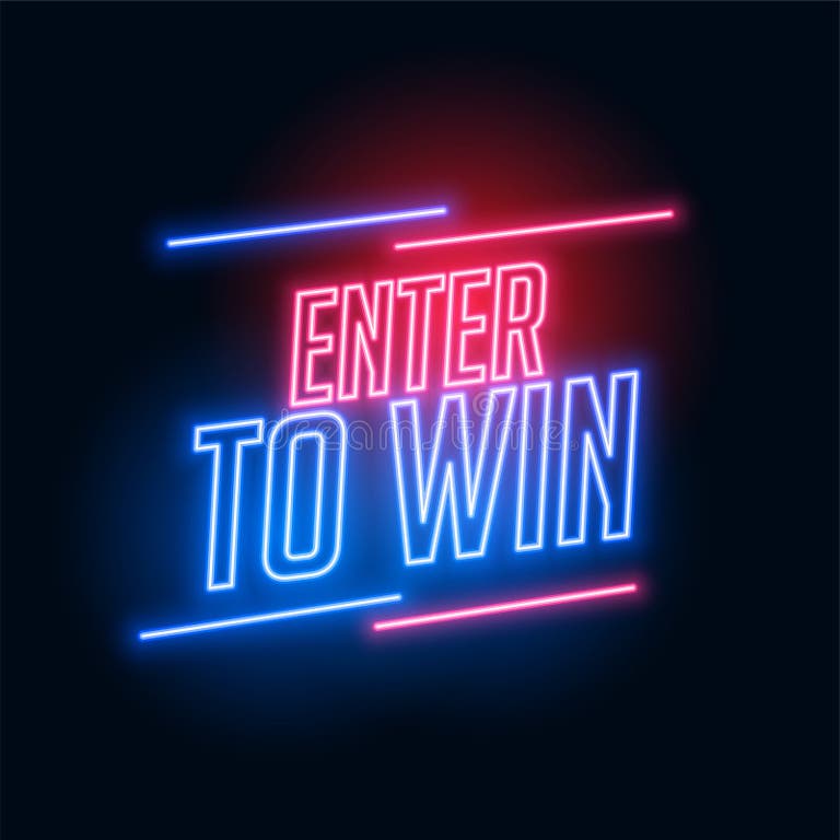 Red and Blue Enter To Win Template in Glowing Neon Style Stock Vector ...