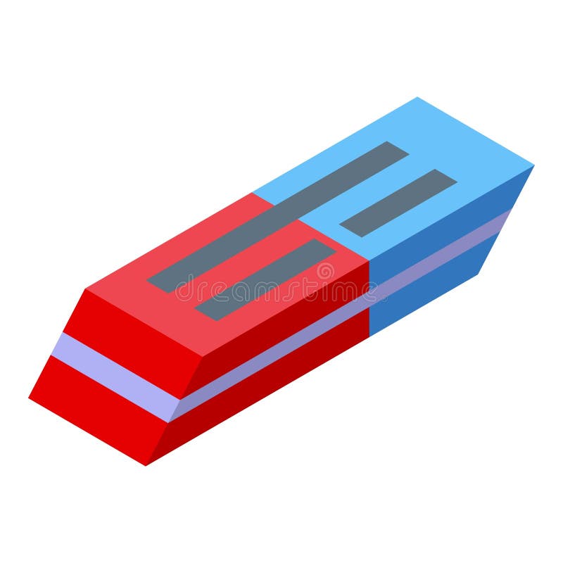 Red and Blue Eraser Making Mistakes Disappear from Paper Stock ...