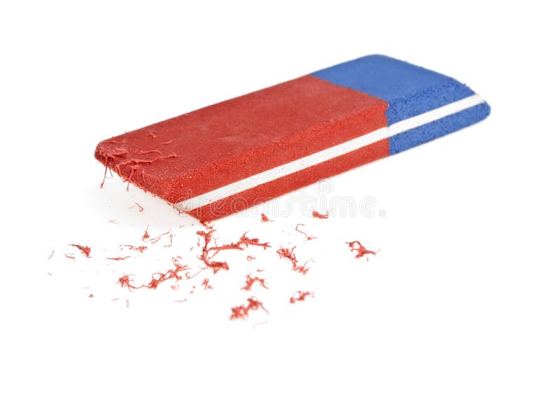Red and Blue Eraser on a White Background Stock Photo - Image of ...
