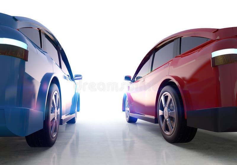 Red and Blue Ev Car or Electric Vehicle on White Background Stock ...