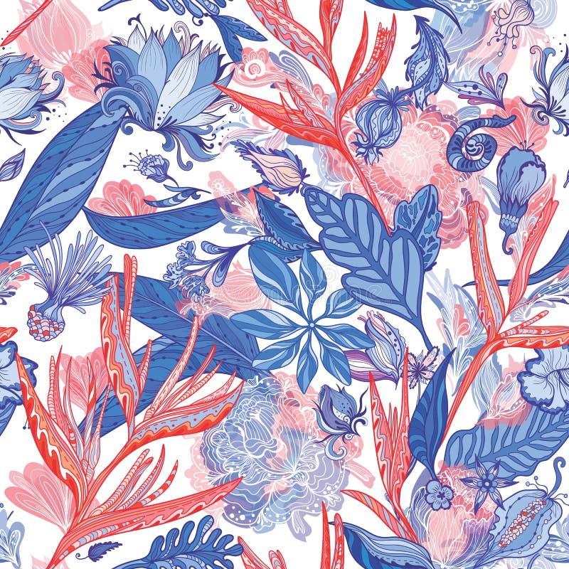 Vector Texture with Paradise Floral Motif Stock Vector - Illustration ...