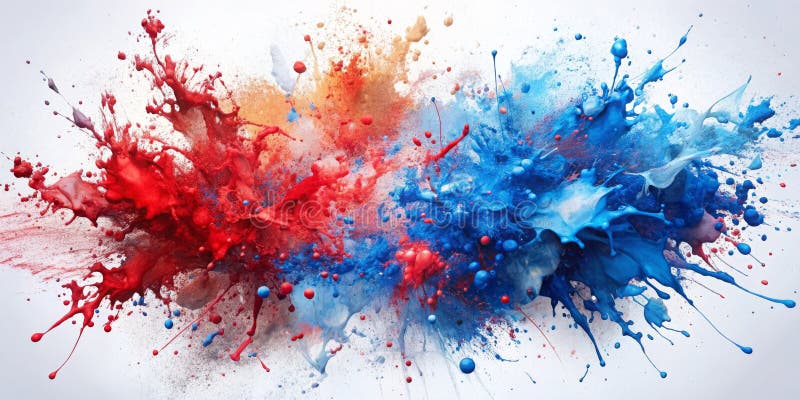 Red and Blue Exploding Paint Splashes a Compositional Symphony of Chaos ...