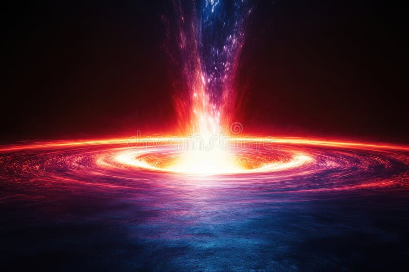 A Red and Blue Explosion in the Sky with a Blue Ocean in the Background ...