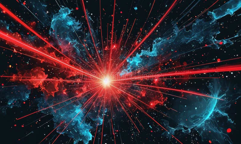 Red and Blue Explosion with Sparks Stock Illustration - Illustration of ...