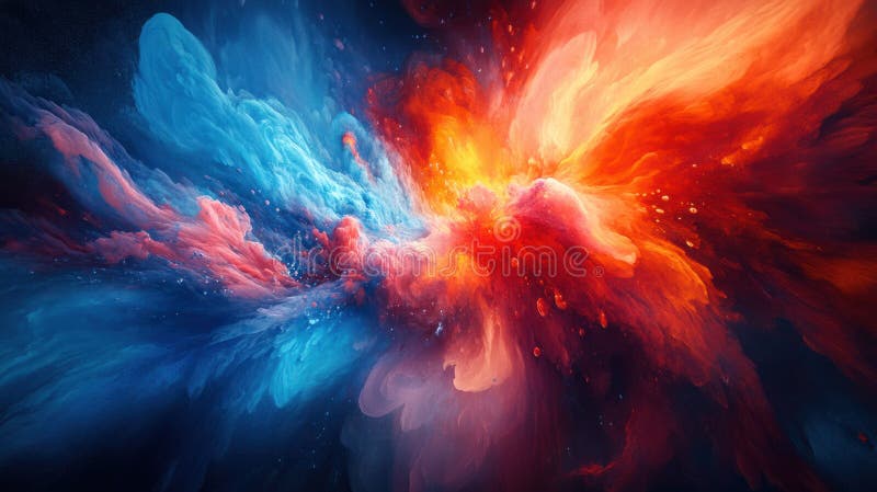 Red Blue Explosion, Vibrant Digital Artwork Showcasing a Dynamic ...