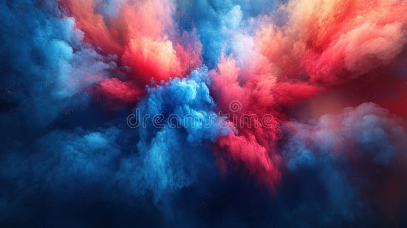 Red Blue Explosion, Vibrant Digital Artwork Showcasing a Dynamic ...