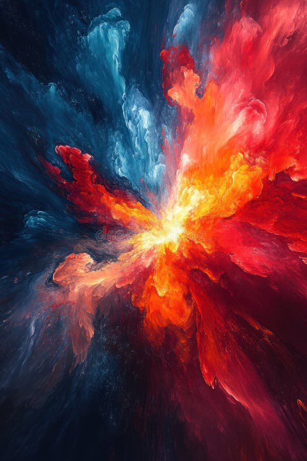 Red Blue Explosion, Vibrant Digital Artwork Showcasing a Dynamic ...