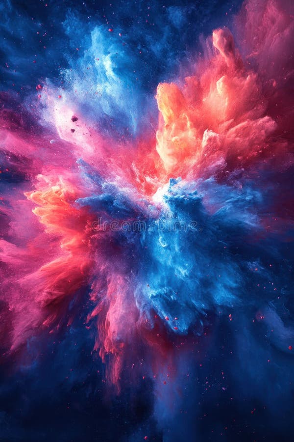 Red Blue Explosion, Vibrant Digital Artwork Showcasing a Dynamic ...
