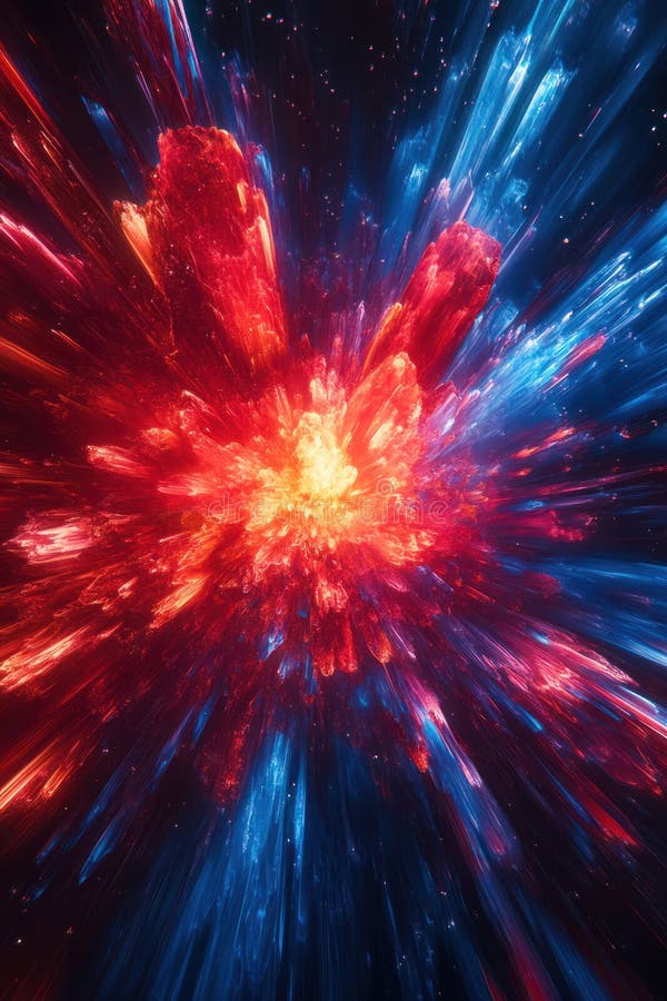 Red Blue Explosion, Vibrant Digital Artwork Showcasing a Dynamic ...