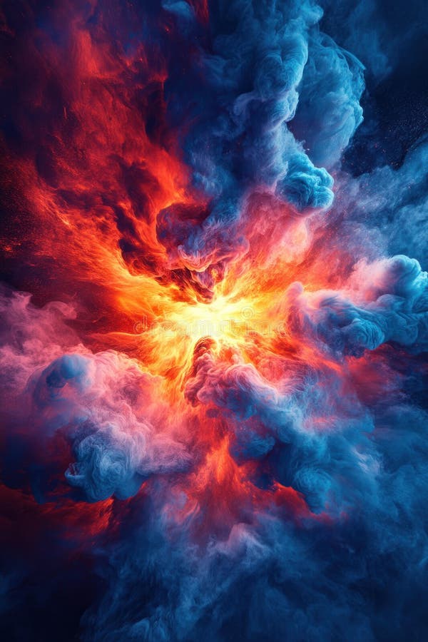 Red Blue Explosion, Vibrant Digital Artwork Showcasing a Dynamic ...