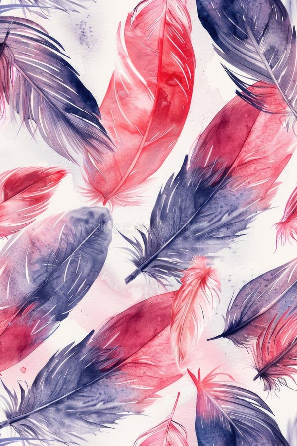 Red and Blue Feathers on White Background Stock Photo - Image of ...