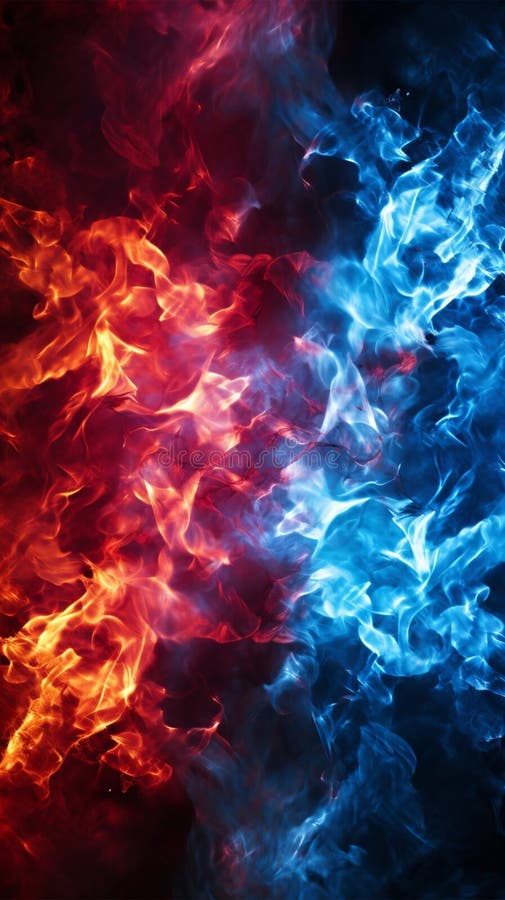 Red and Blue Fire on Balck Background Stock Illustration - Illustration ...