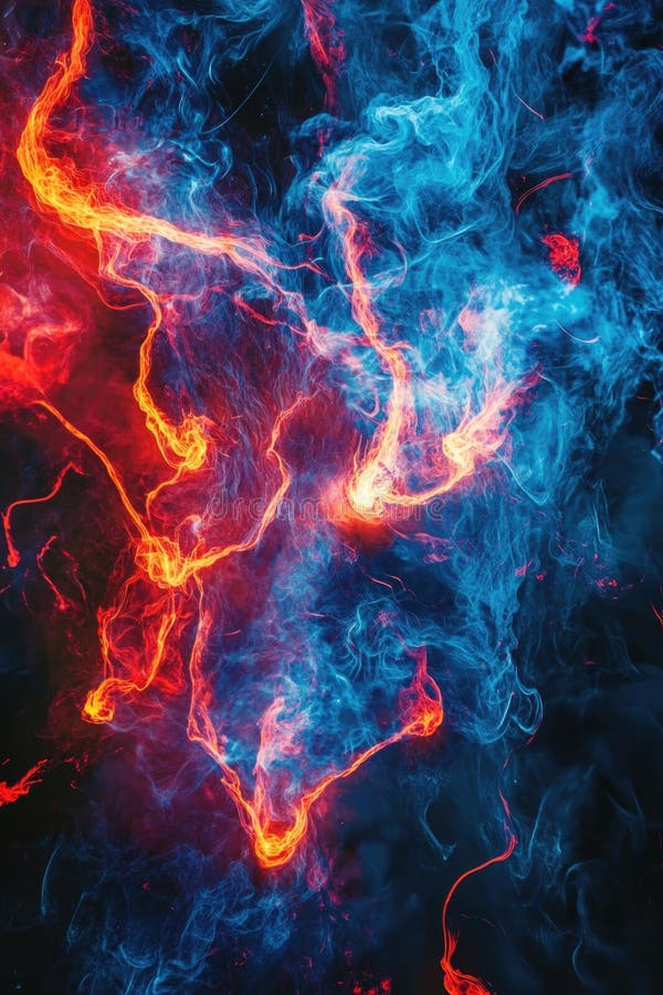 Red and Blue Fire Flames Close Up Stock Photo - Image of burning ...