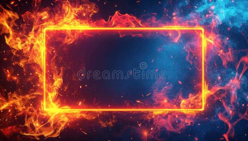 A Red and Blue Fire Frame Stands Out Against a Dark Background ...