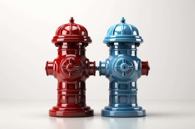A Red and Blue Fire Hydrant on a White Surface, Clipart on White ...