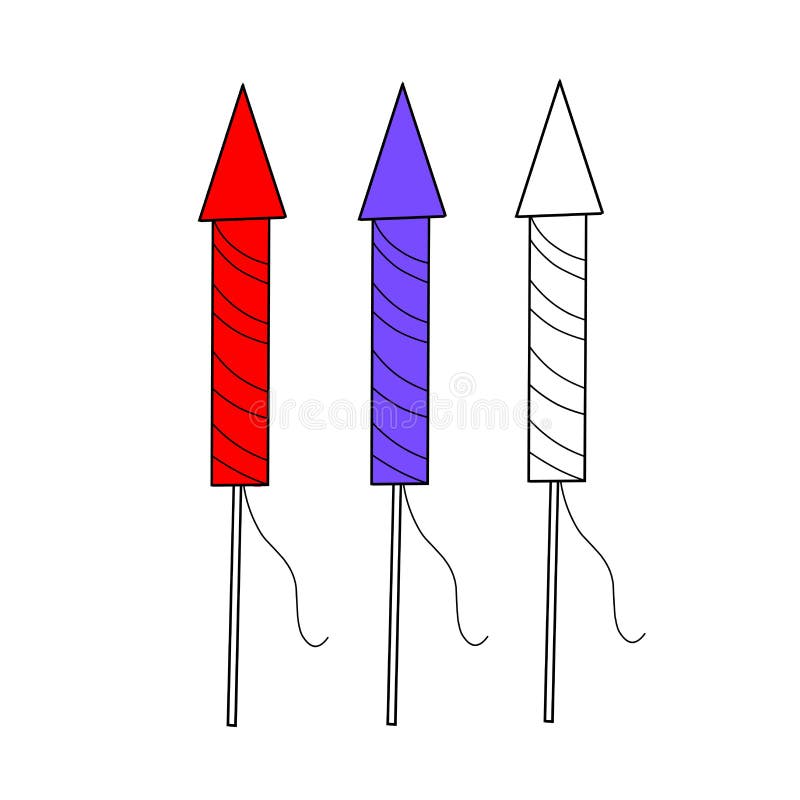 Red and Blue Firecrackers on a White Background. Vector Firecracker ...
