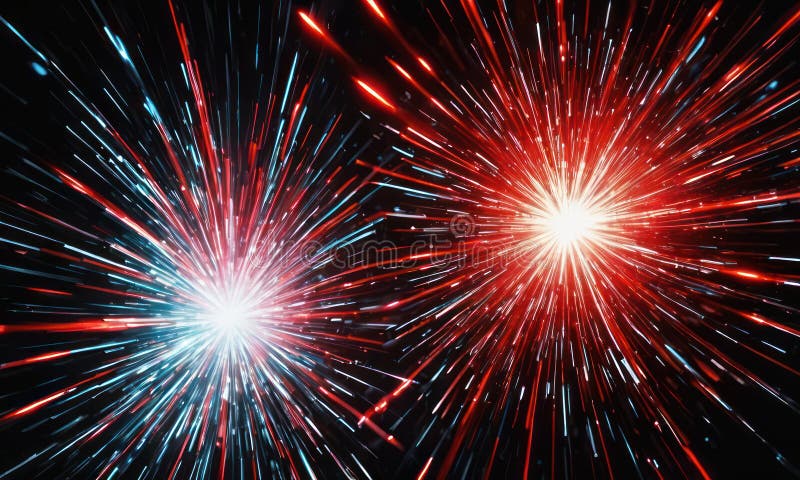 A Red and Blue Firework Display is Shown in the Image, with the Two ...