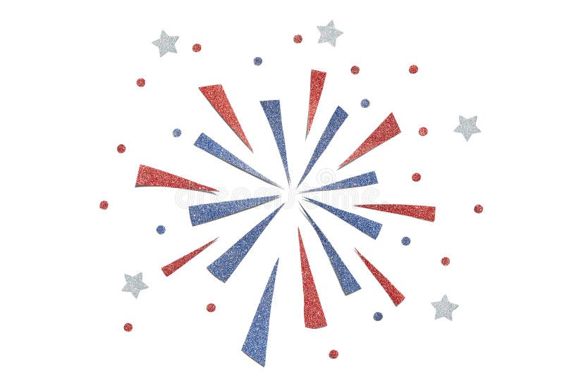 Red Blue and Silver Glitter Firework Paper Cut Background Stock ...