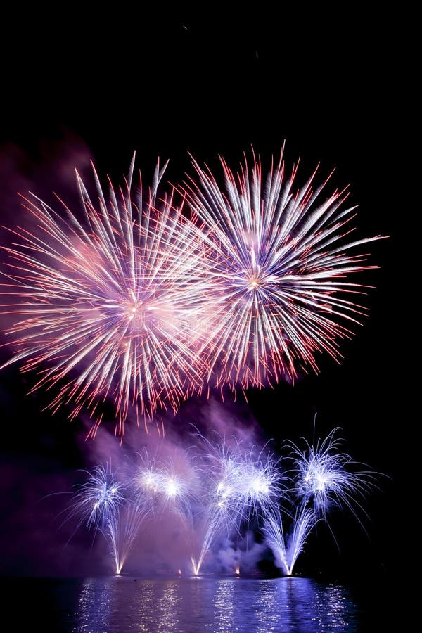 Red and blue fireworks stock photo. Image of glowing - 37091316