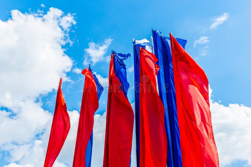 Red and blue flags stock image. Image of item, decorative - 44458827