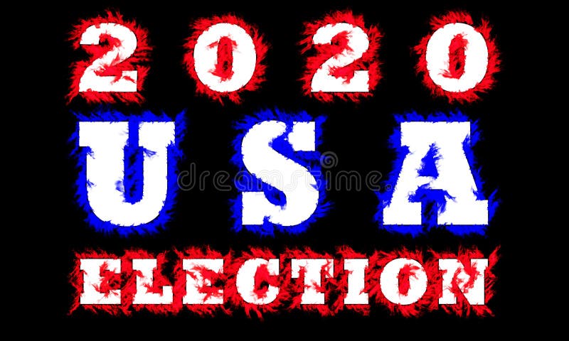 Red and Blue Flames Effect of 2020 USA Election Text Stock Illustration ...