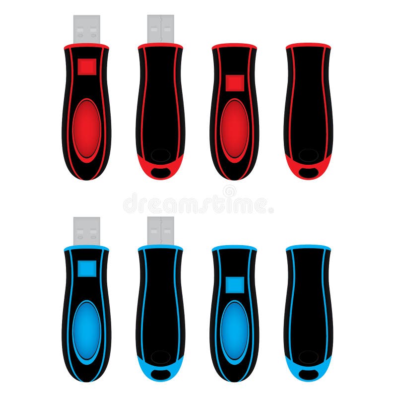 Red and Blue Flash Drive Memory on White Background. Stock Vector ...