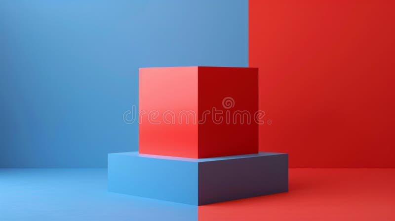 Red and Blue Geometric Shapes on a Split Background Stock Photo - Image ...