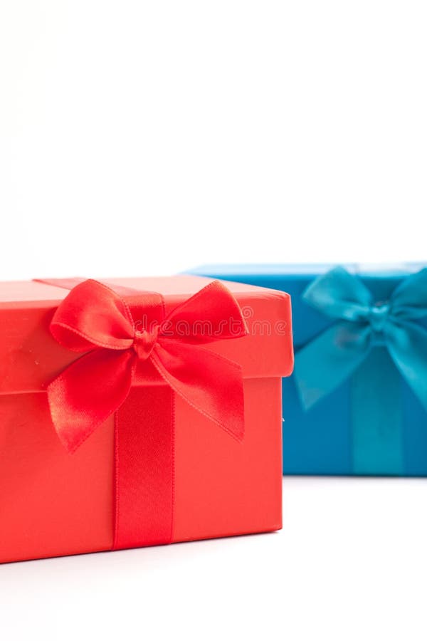Red and Blue Gift Boxes Over a White Background Stock Photo - Image of ...
