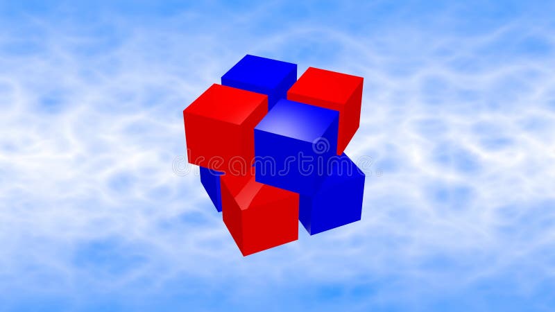 Red and Blue Glossy 3d Cubes Rotation. Stock Footage - Video of cubic ...