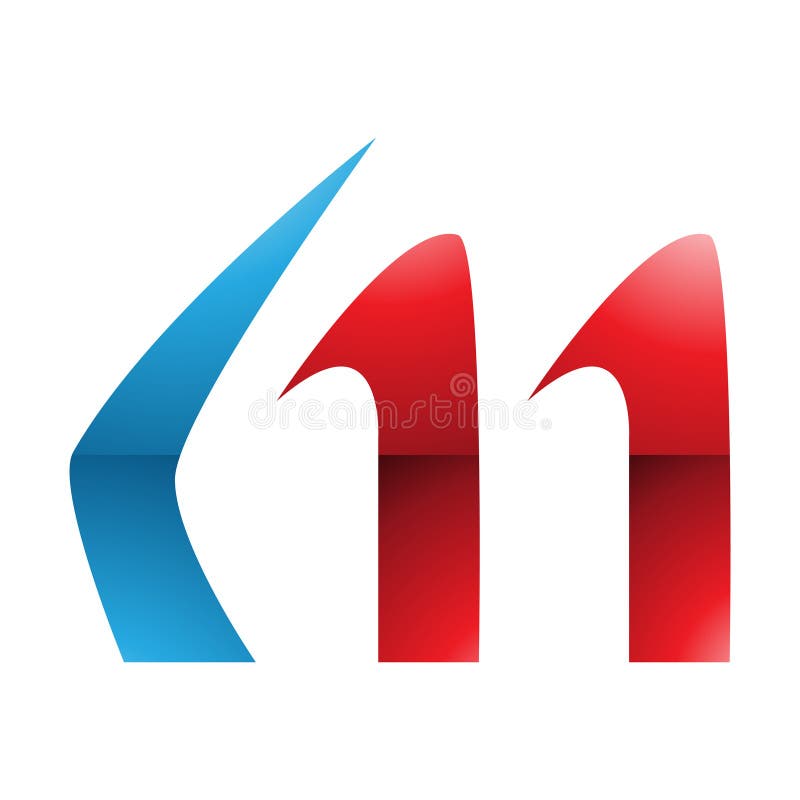 Red and Blue Glossy Horn Shaped Letter M Icon Stock Vector ...