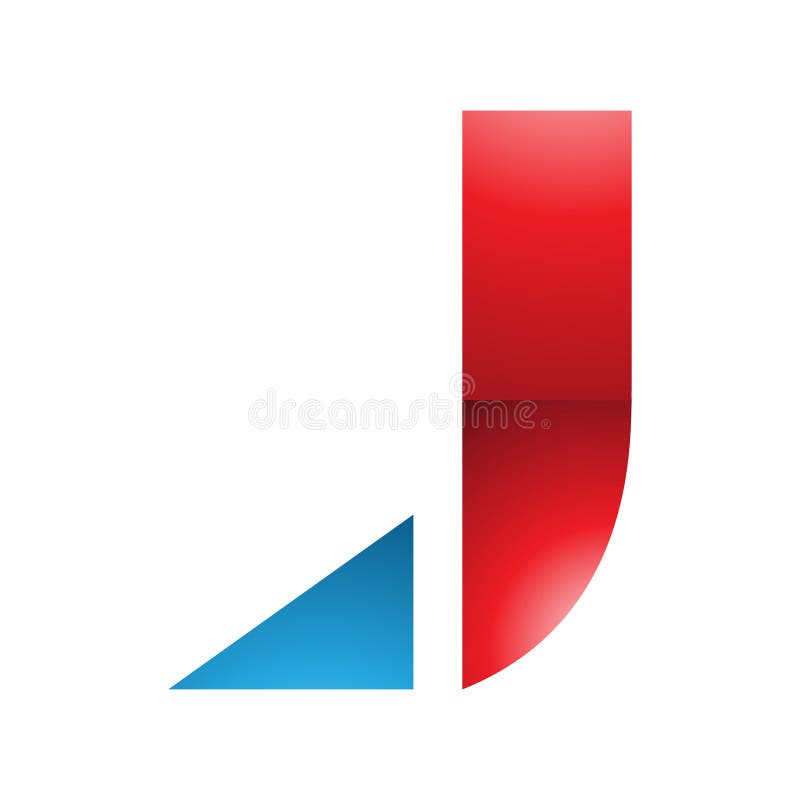 Red and Blue Glossy Letter J Icon with a Triangular Tip Stock Vector ...