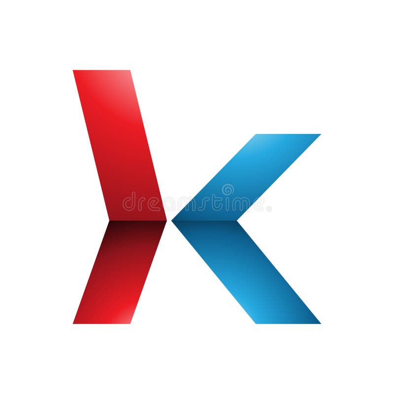 Red and Blue Glossy Lowercase Arrow Shaped Letter K Icon Stock Vector ...