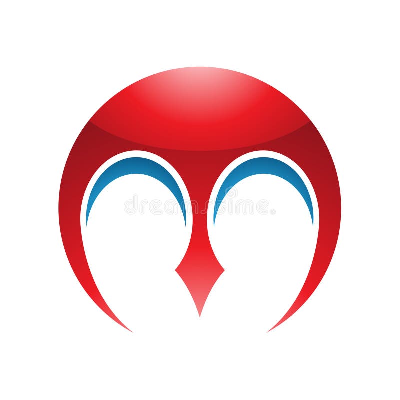 Red and Blue Glossy Round Letter M Icon with Pointy Tips Stock Vector ...