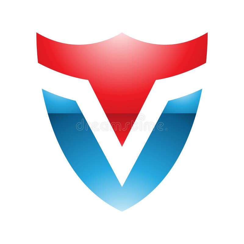 Red and Blue Glossy Shield Shaped Letter V Icon Stock Vector ...