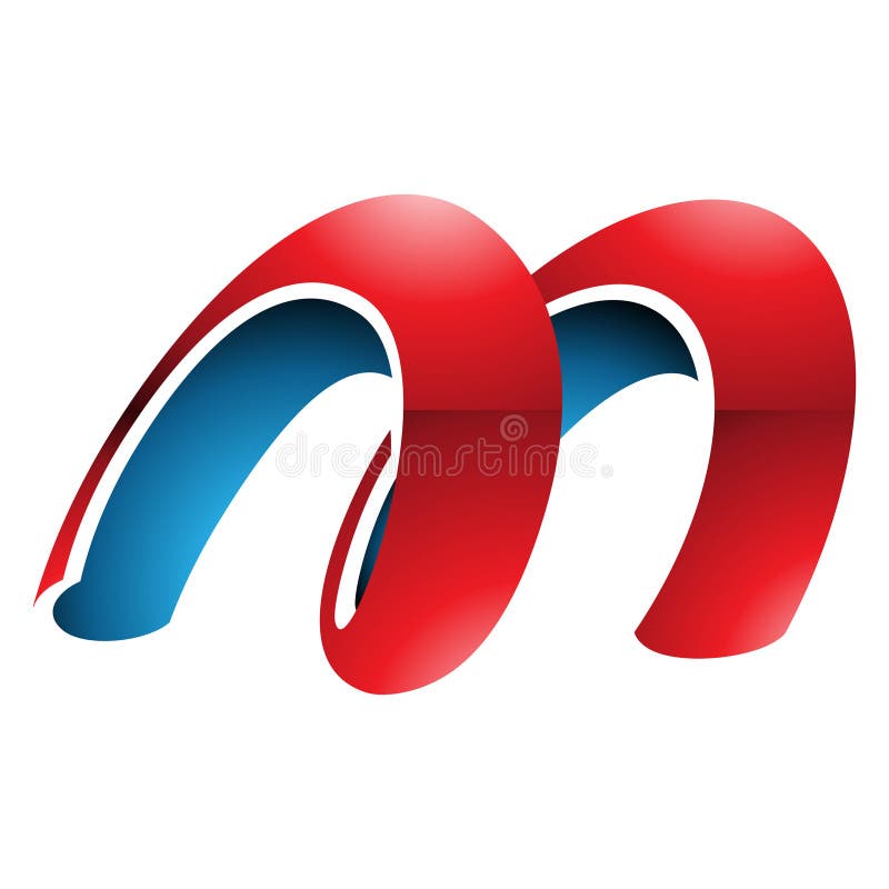 Red and Blue Glossy Spring Shaped Letter M Icon Stock Vector ...
