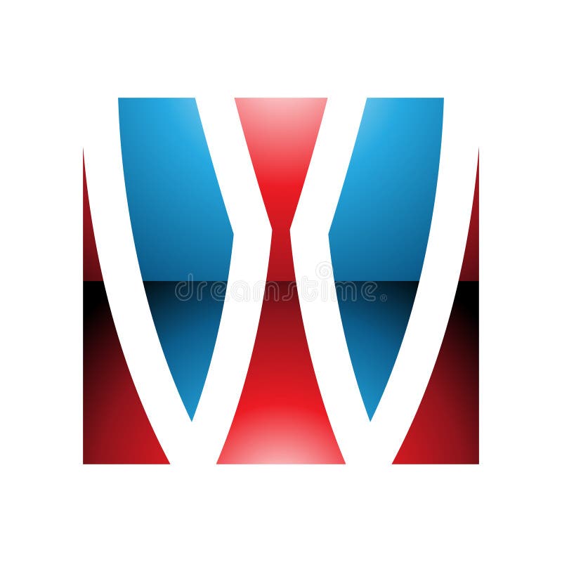 Red and Blue Glossy Square Shaped Letter W Icon Stock Vector ...
