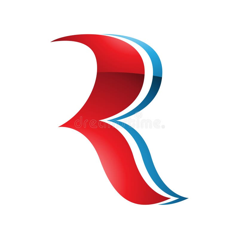 Red and Blue Glossy Wavy Shaped Letter R Icon Stock Vector ...