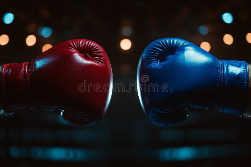 Red and Blue Gloves in Boxing Arena. Stock Image - Image of person ...