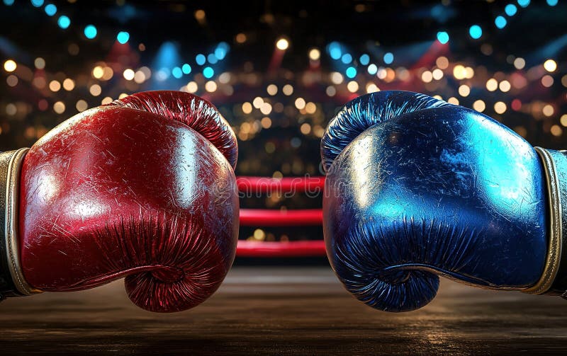 Red and Blue Gloves in Boxing Arena. Generative Ai Stock Image - Image ...