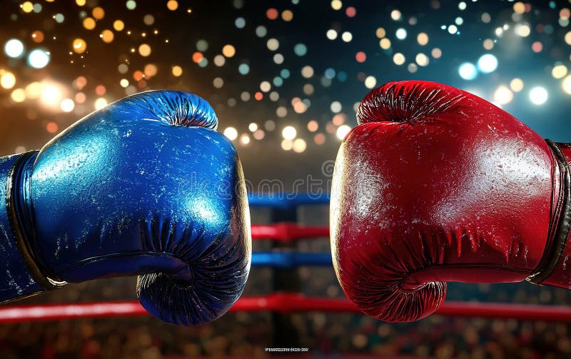 Red and Blue Gloves in Boxing Arena. Generative Ai Stock Photo - Image ...