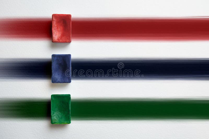 Red, Blue and Green Container of Watercolor Paint on a Background of ...