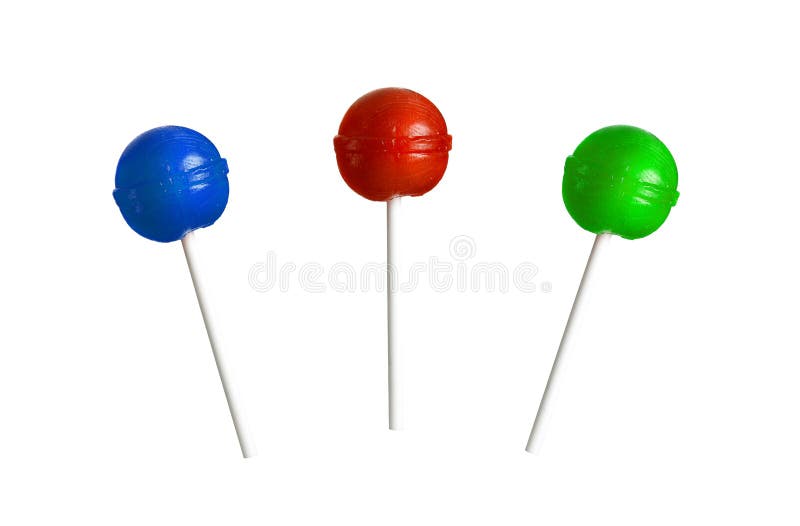 Red, Blue and Green Lollipop Isolated on White Background. Stock Image ...