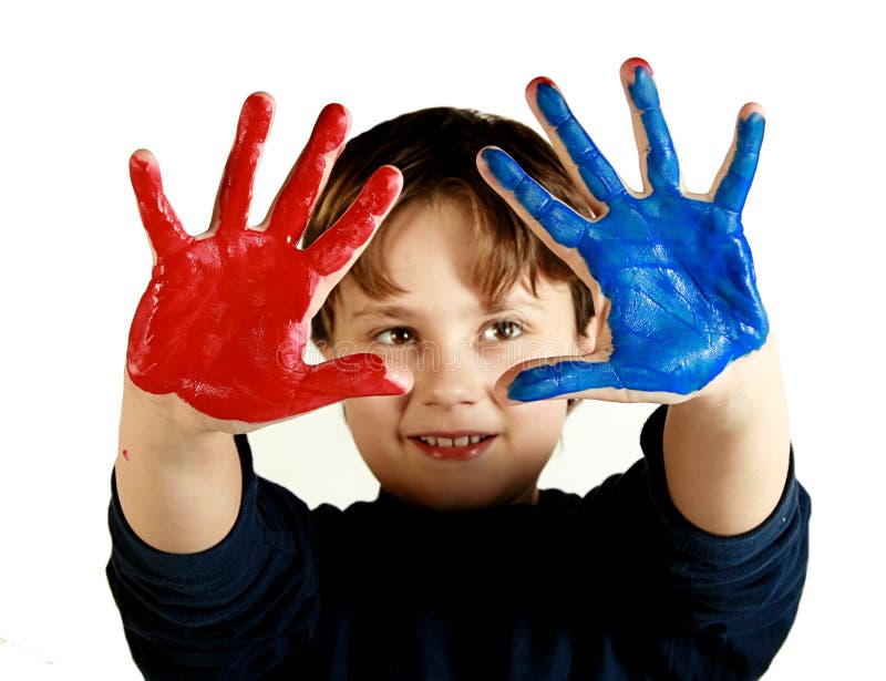Red and blue hands stock photo. Image of bright, painting - 1803710