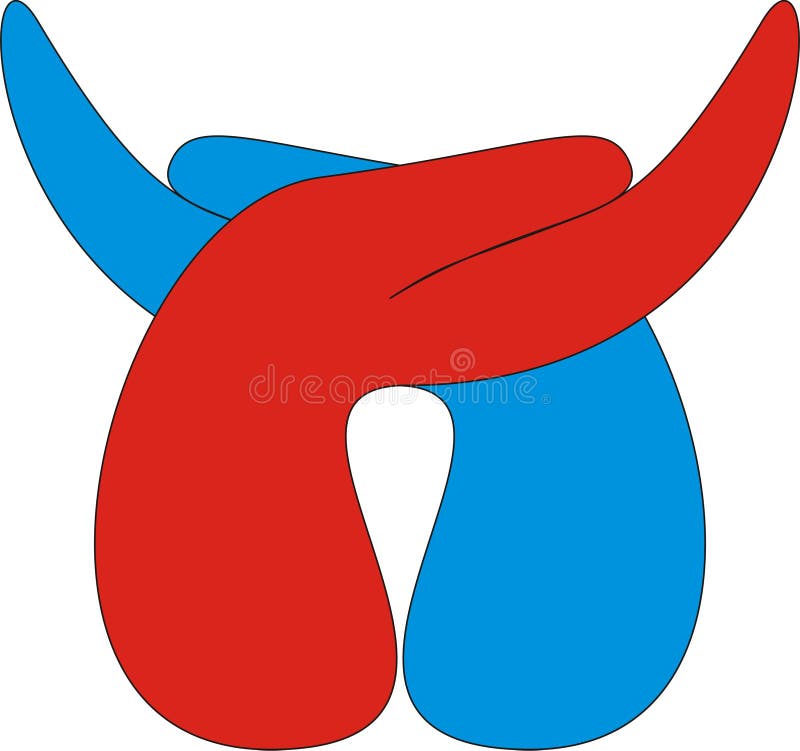 Red-blue Hands Color Illustration. Stock Illustration - Illustration of ...