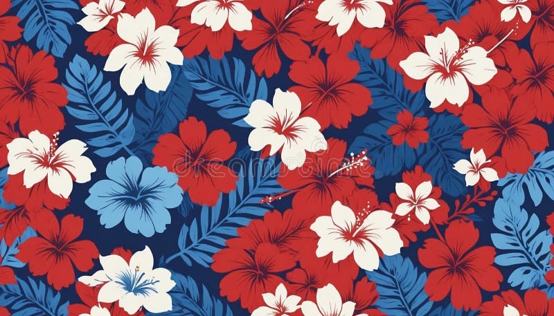 Red and Blue Hawaiian Patterns in a Sleek Flat Design Stock ...