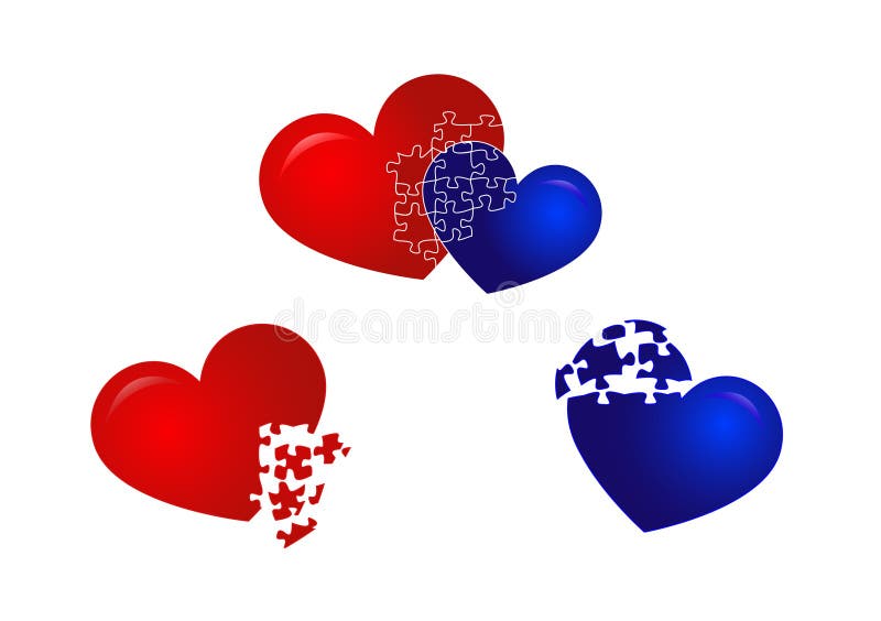Red and Blue Hearts stock vector. Illustration of separate - 15826975