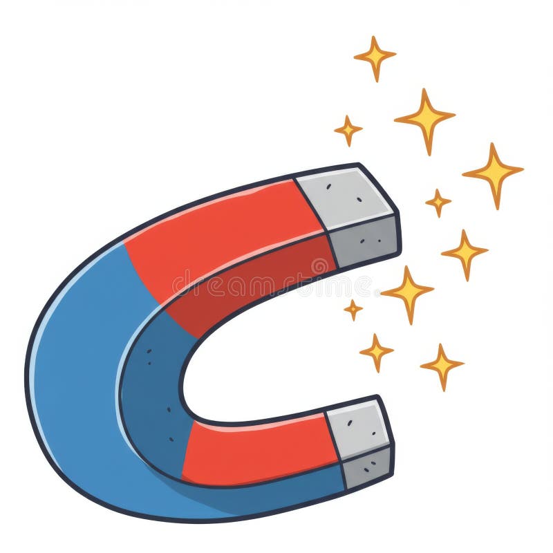 Red and Blue Horseshoe Magnet Cartoon Illustration Stock Illustration ...
