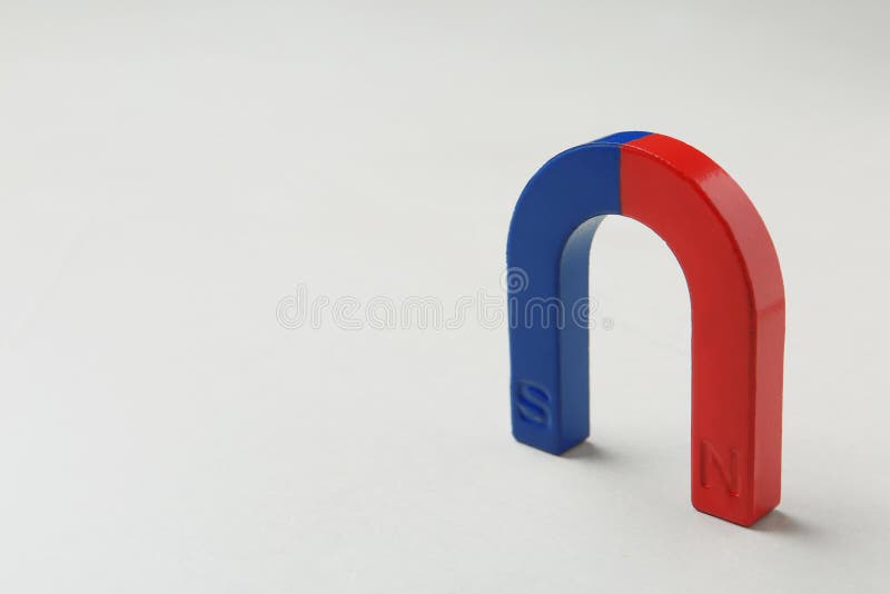 Red and Blue Horseshoe Magnet on White. Space for Text Stock Image ...