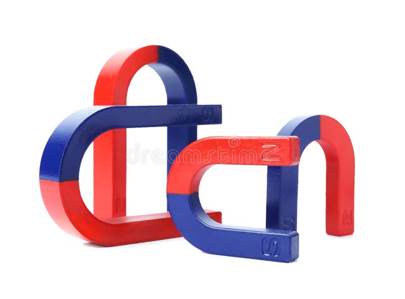 Red and Blue Horseshoe Magnets on White Stock Image - Image of magnet ...
