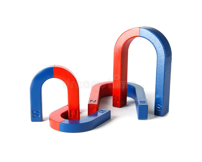 Red and Blue Horseshoe Magnet Stock Photo - Image of steel, field ...